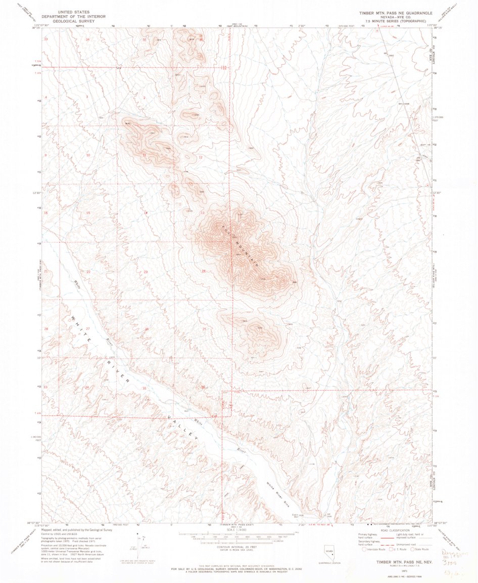 Timber Mountain Pass NE, NV (1971, 24000-Scale) Map by United States ...