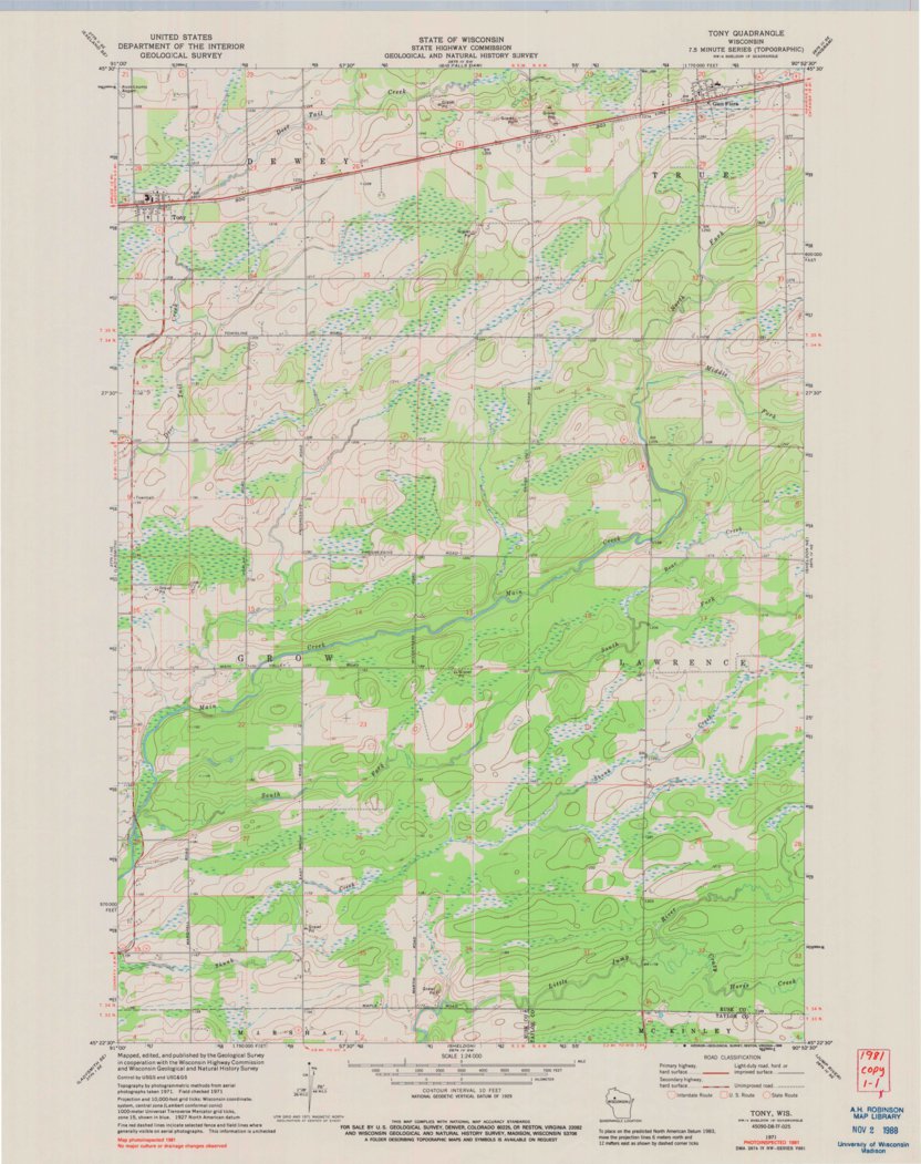 Tony, WI (1971, 24000-Scale) Map by United States Geological Survey ...