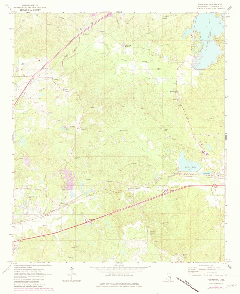 Toomsuba, MS (1971, 24000-Scale) Map by United States Geological Survey ...