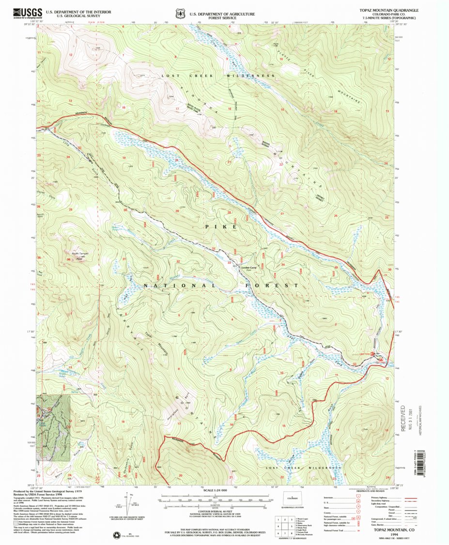 Topaz Mountain, CO (1994, 24000-Scale) Map by United States Geological ...