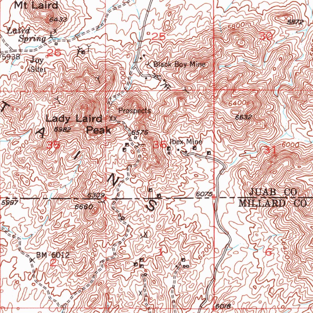 Topaz Mountain, UT (1953, 62500-Scale) Map by United States Geological ...
