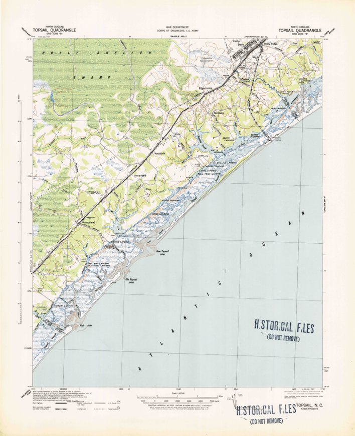 Topsail, NC (1942, 62500-Scale) Map by United States Geological Survey ...