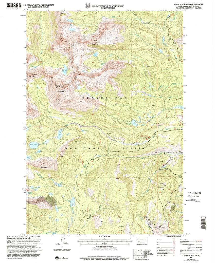 Torrey Mountain, MT (1997, 24000-Scale) Map by United States Geological ...
