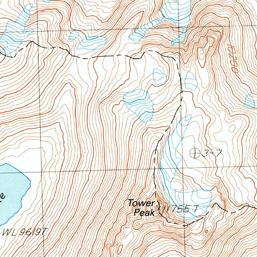 Tower Peak, CA (1990, 24000-Scale) Map by United States Geological ...