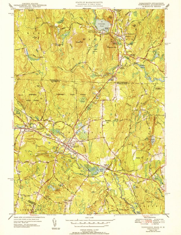Townsend, MA-NH (1944, 31680-Scale) Map by United States Geological ...