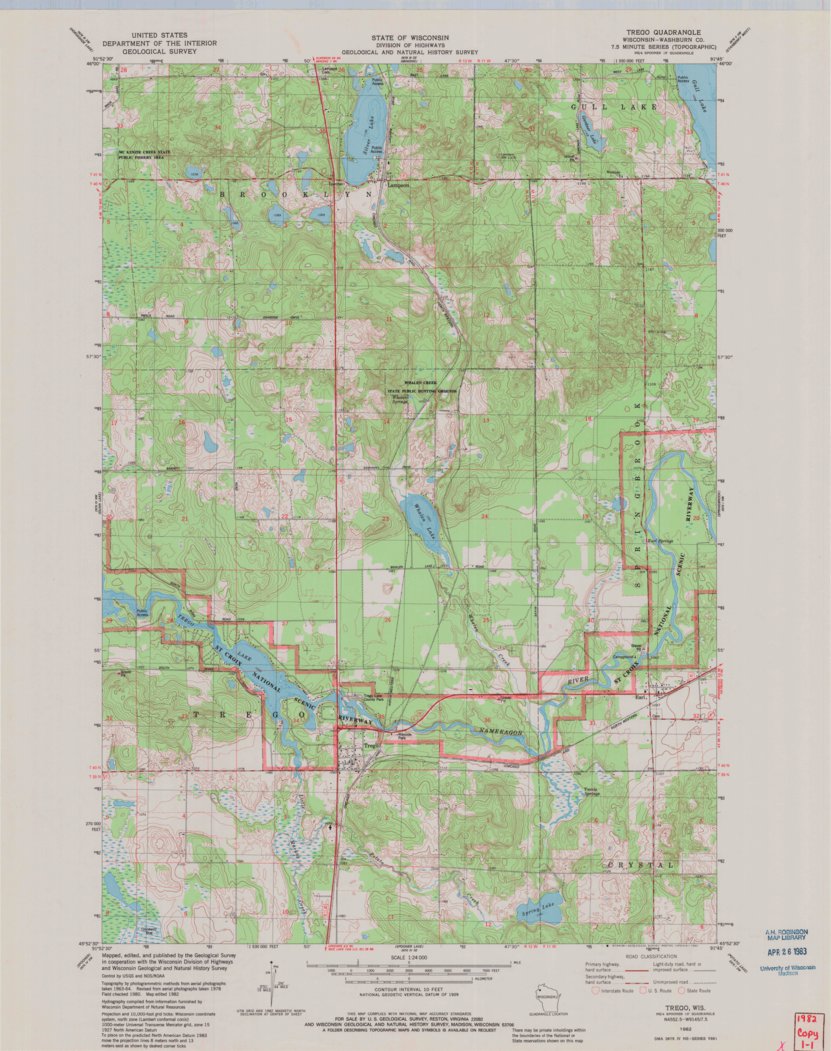Trego, WI (1982, 24000-Scale) Map by United States Geological Survey ...