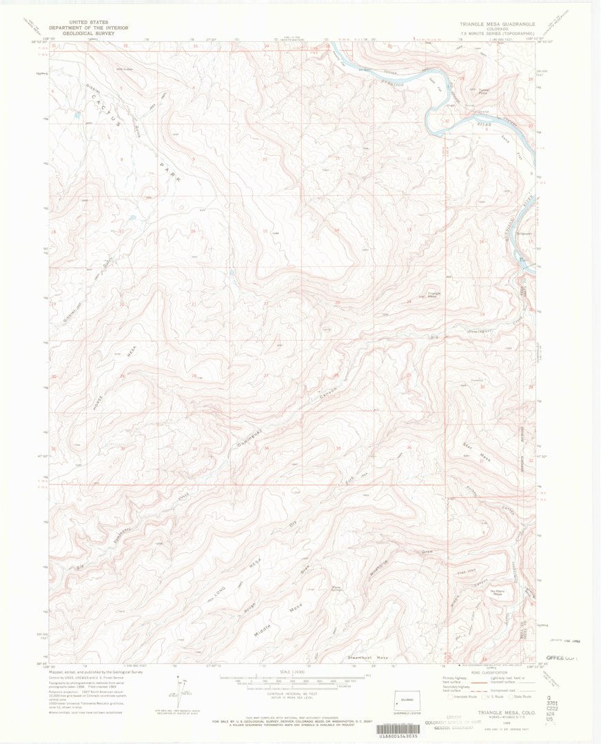 Triangle Mesa, CO (1969, 24000-Scale) Map by United States Geological ...