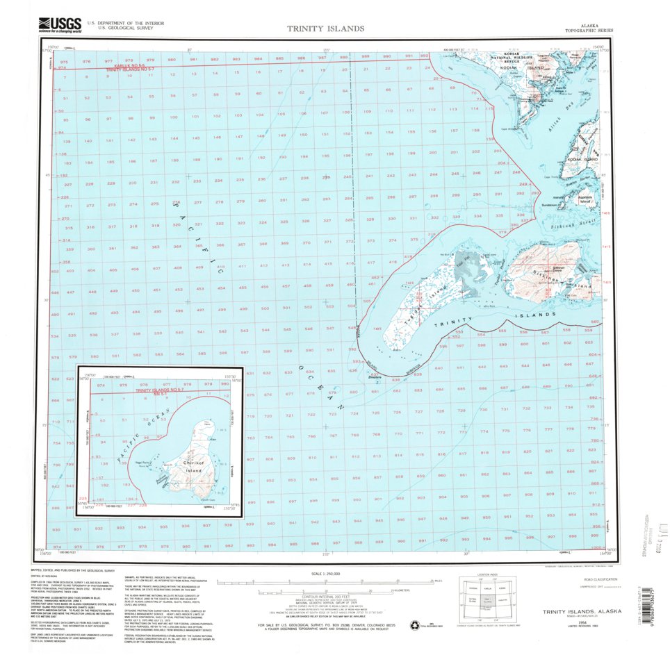 Trinity Islands, AK (1954, 250000-Scale) Map by United States ...