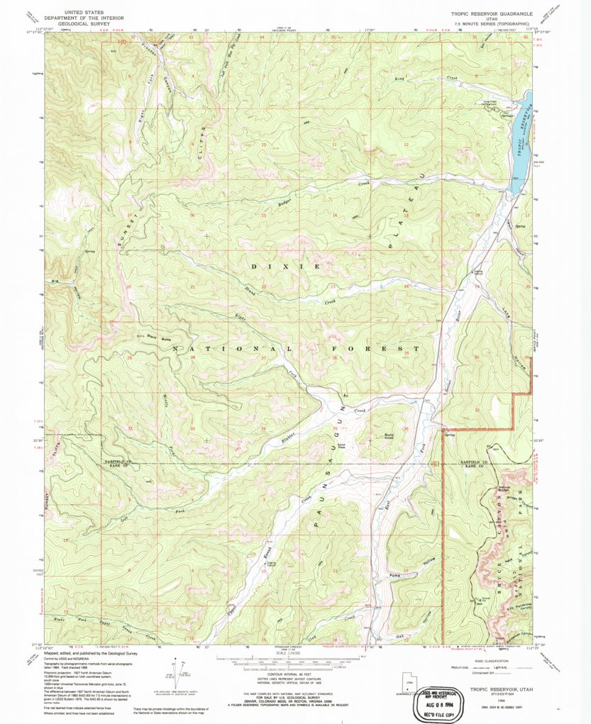 Tropic Reservoir, UT (1966, 24000-Scale) Map by United States ...