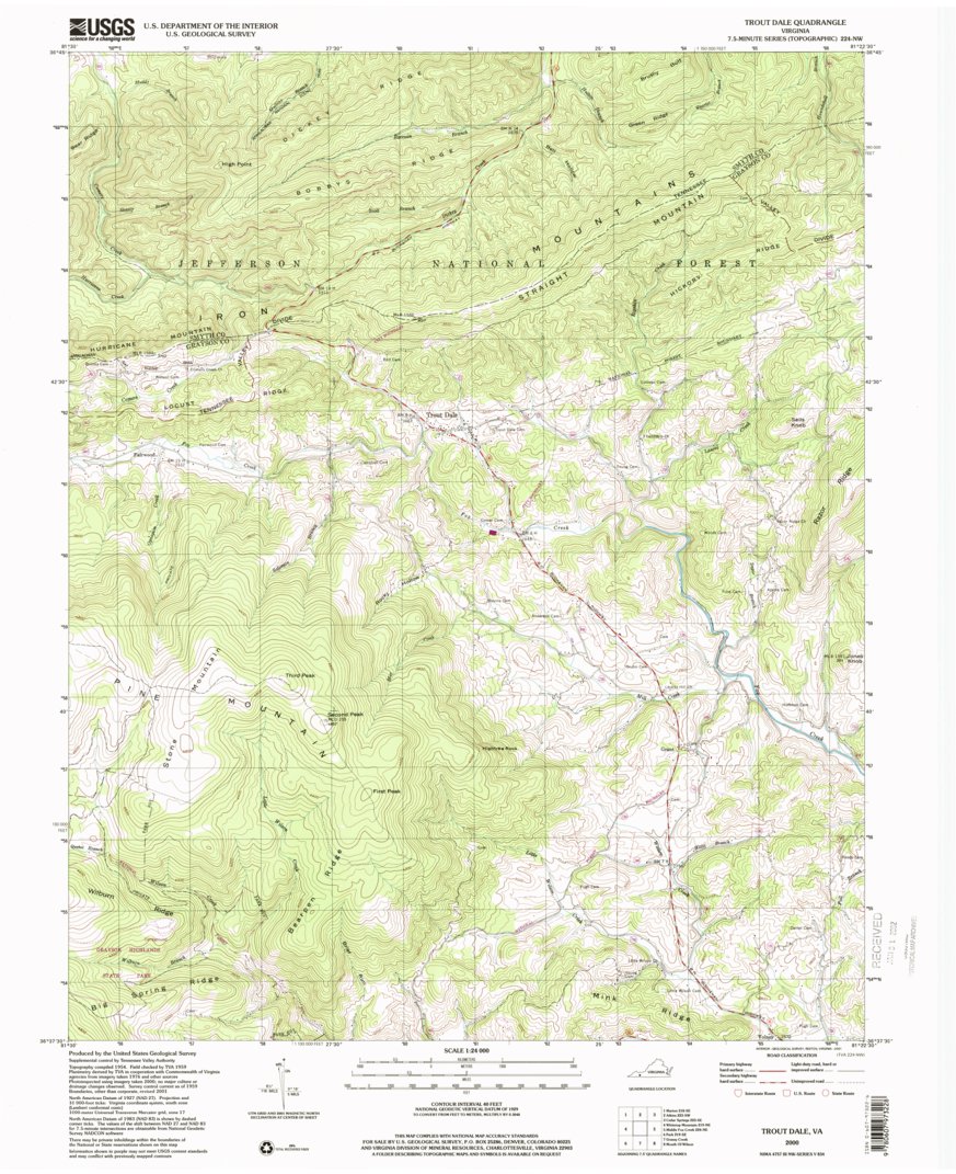 Trout Dale, VA (2000, 24000-Scale) Map by United States Geological ...