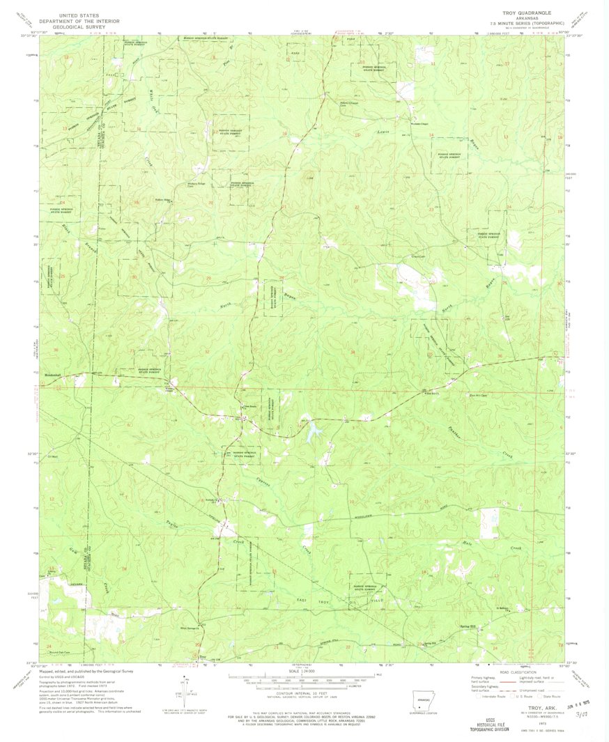 Troy, AR (1973, 24000-Scale) Map by United States Geological Survey ...