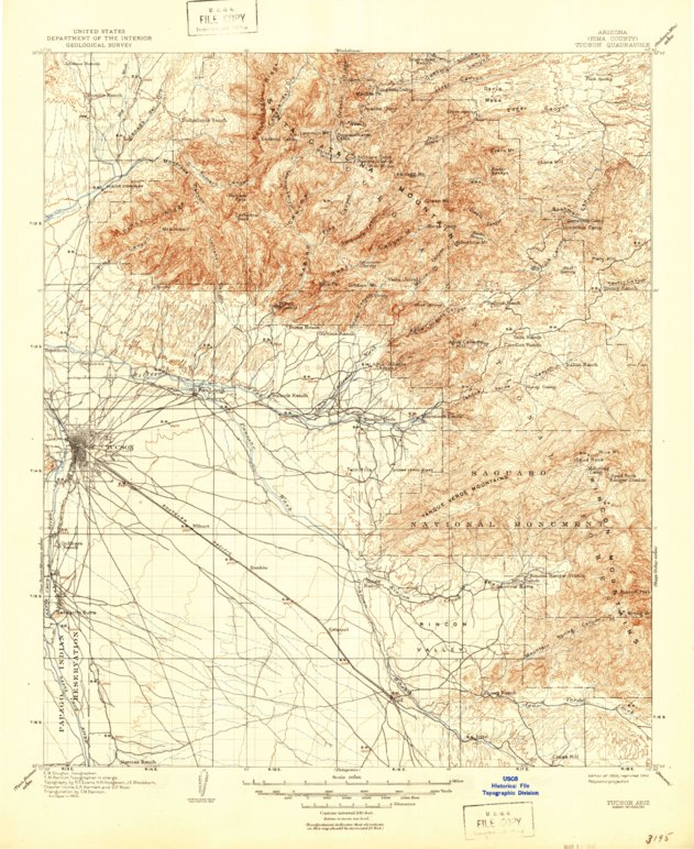 Tucson, AZ (1905, 125000-Scale) Map by United States Geological Survey ...
