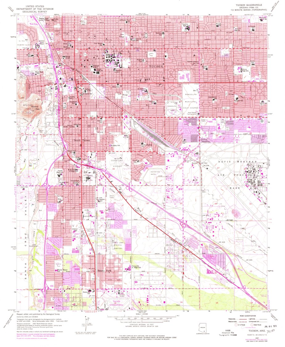 Tucson, AZ (1957, 24000-Scale) Map by United States Geological Survey ...