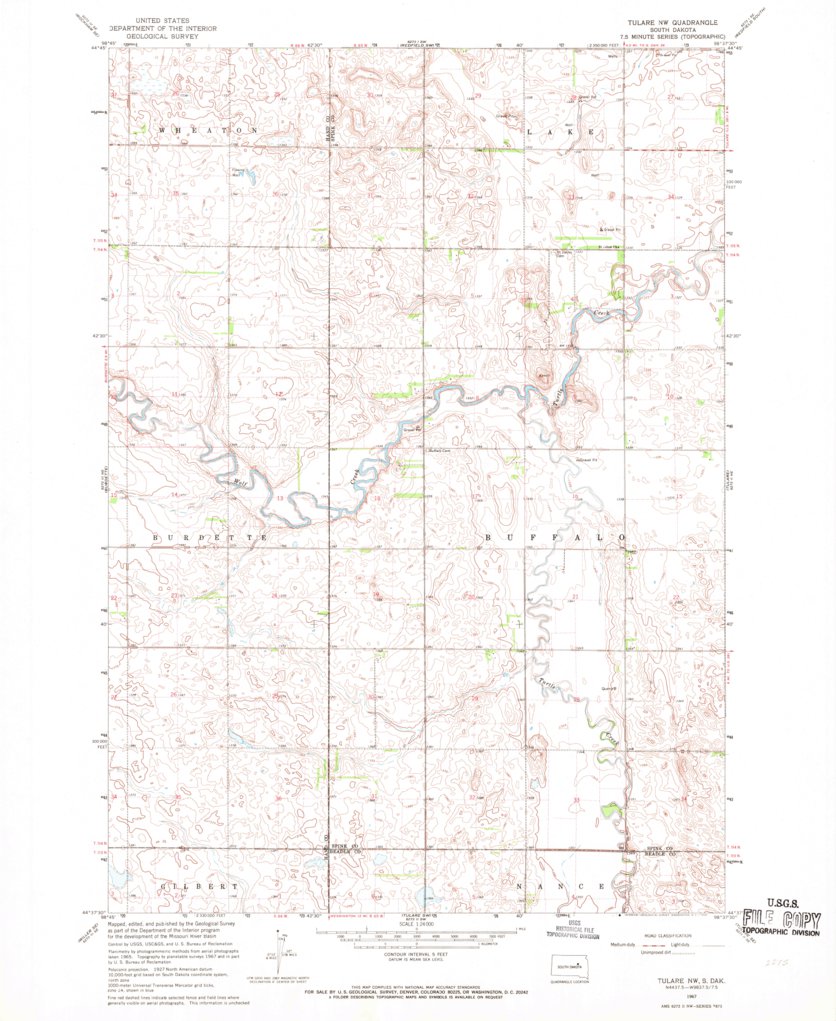 Tulare NW, SD (1967, 24000-Scale) Map by United States Geological ...