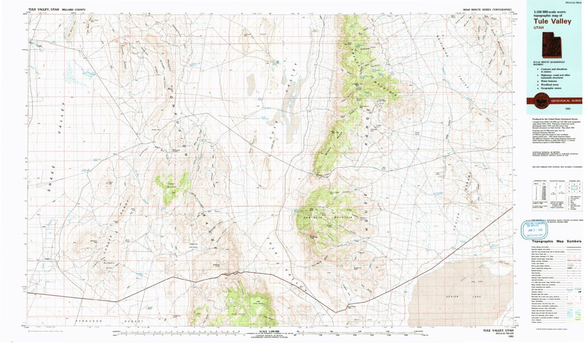 Tule Valley, UT (1981, 100000-Scale) Map by United States Geological ...