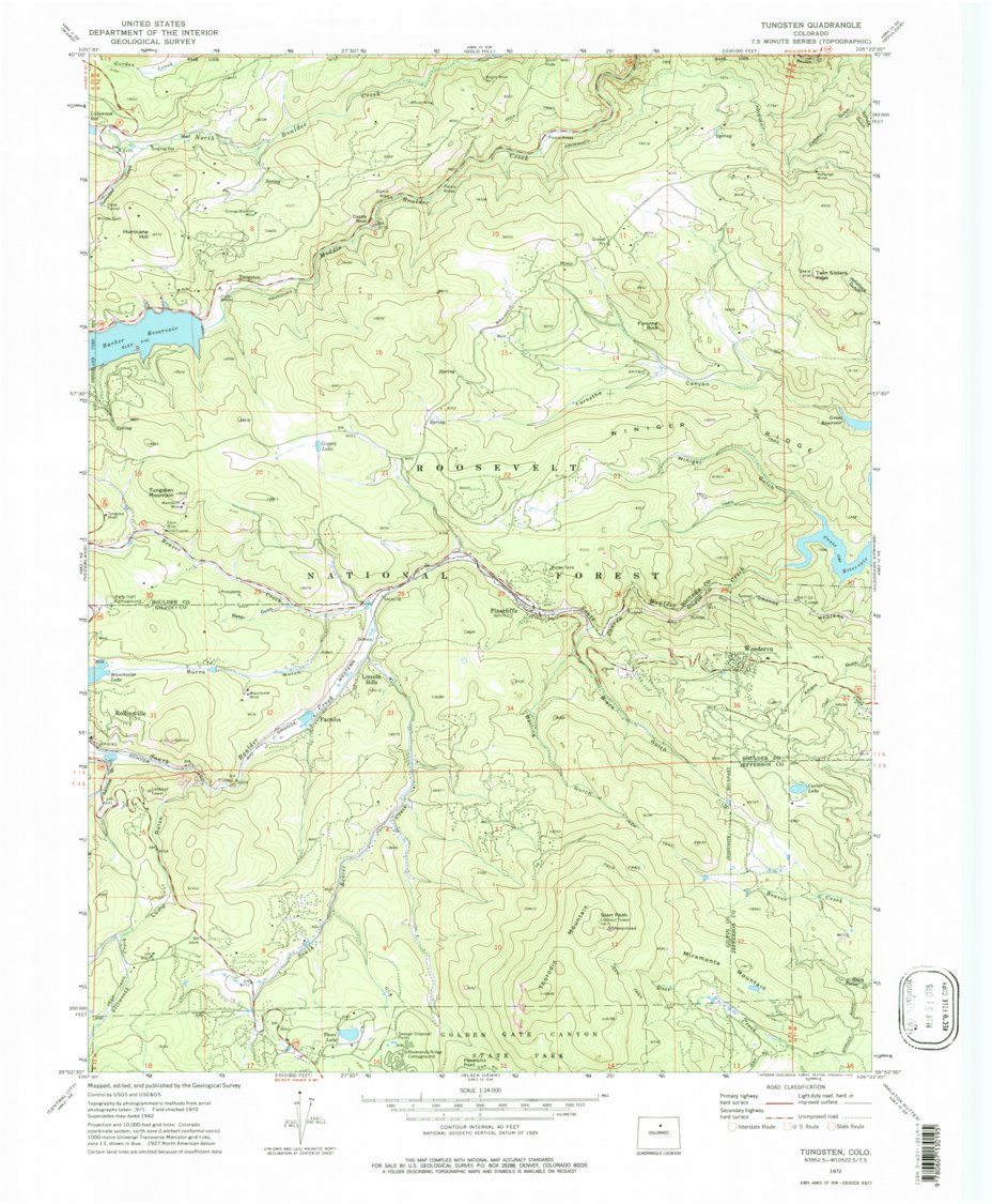 Tungsten, CO (1972, 24000-Scale) Map by United States Geological Survey ...