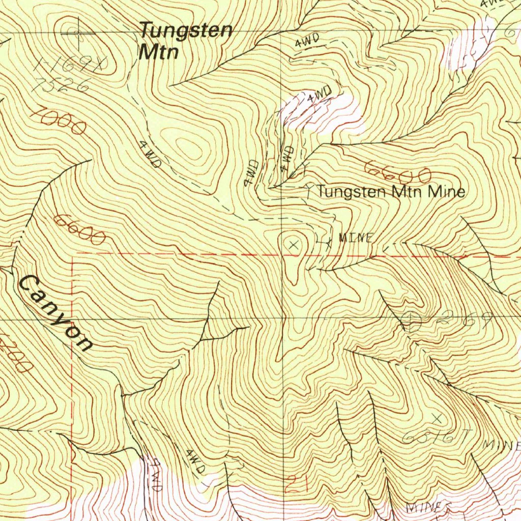 Tungsten Mountain, NV (1990, 24000-Scale) Map by United States ...
