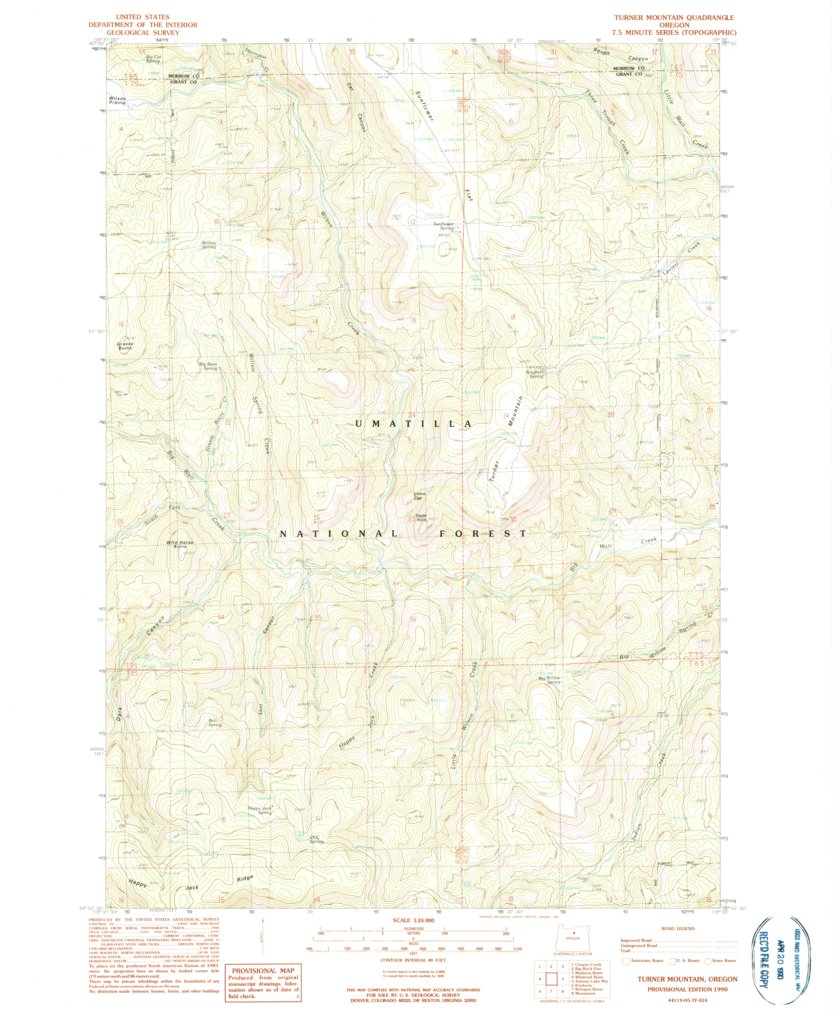 Turner Mountain, OR (1990, 24000-Scale) Map by United States Geological ...