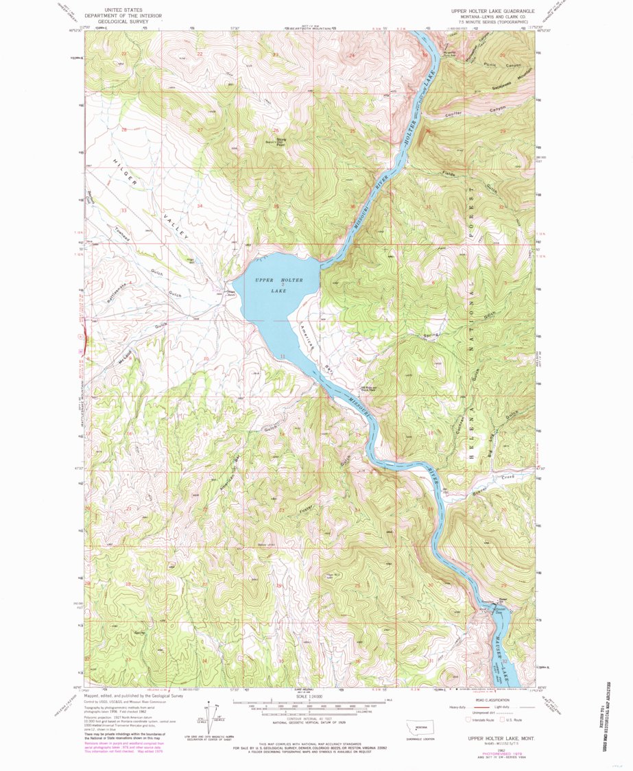 Upper Holter Lake, MT (1962, 24000-Scale) Map by United States ...