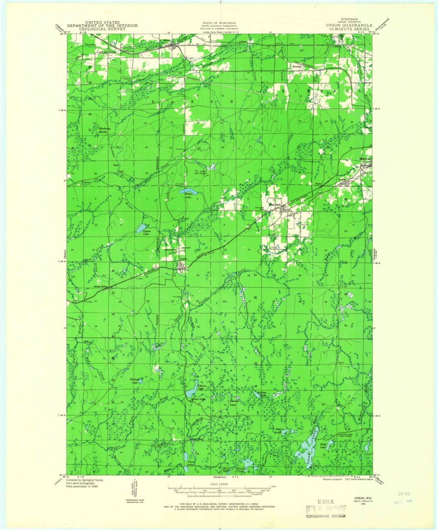 Upson, WI (1940, 48000-Scale) Map by United States Geological Survey ...