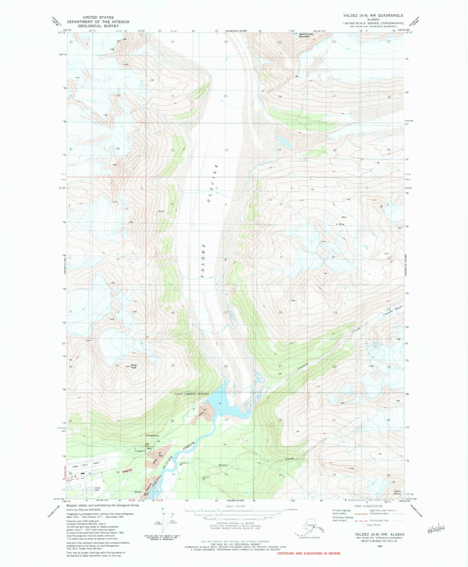Valdez A-6 NW, AK (1983, 25000-Scale) Map by United States Geological ...