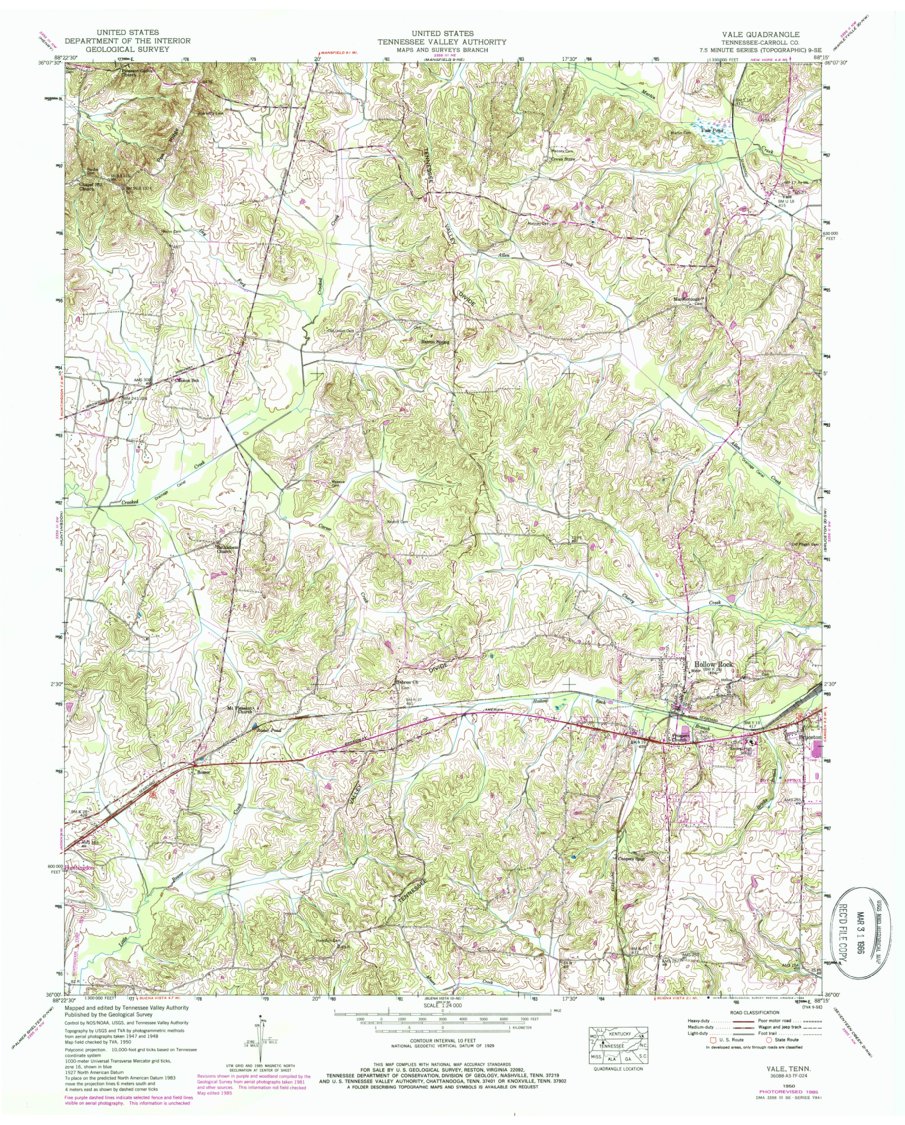 Vale, TN (1950, 24000-Scale) Map by United States Geological Survey ...