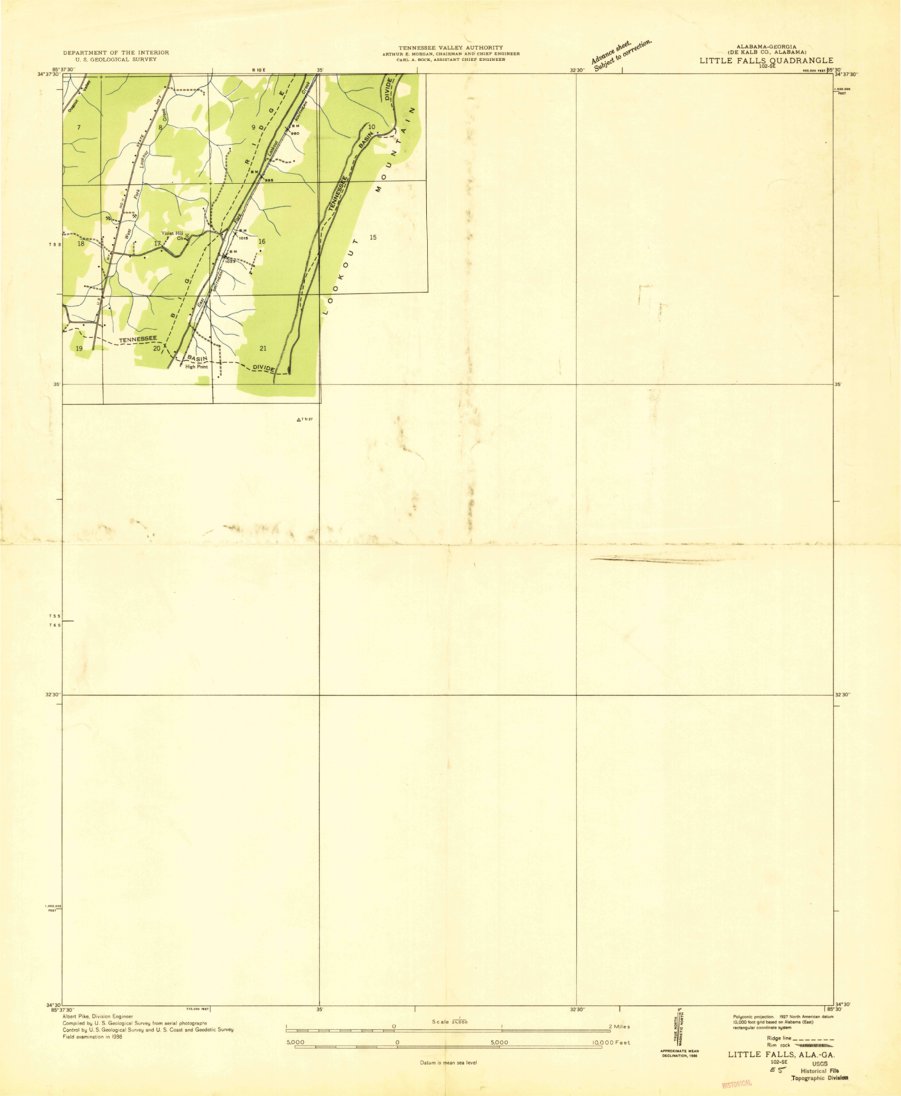 Valley Head, AL-GA (1936, 24000-Scale) Map by United States Geological ...