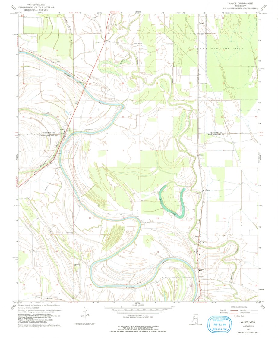 Vance, MS (1967, 24000-Scale) Map by United States Geological Survey ...