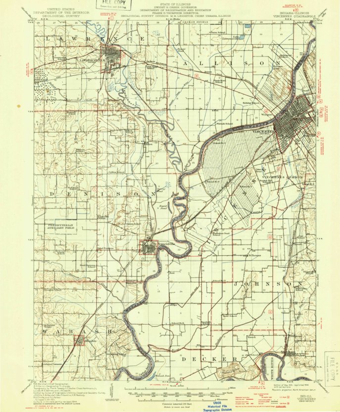 Vincennes, IN-IL (1915, 62500-Scale) Map by United States Geological ...