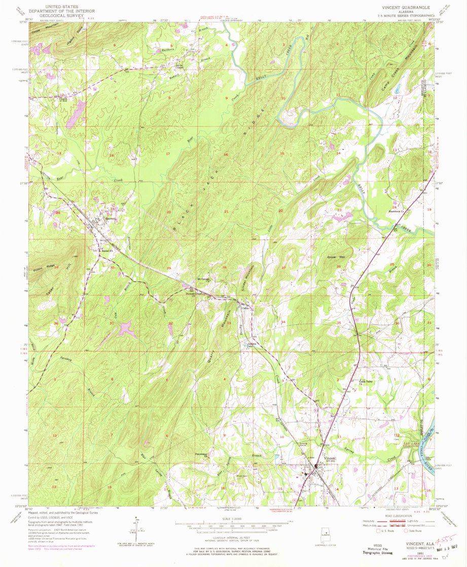Vincent, AL (1951, 24000-Scale) Map by United States Geological Survey ...