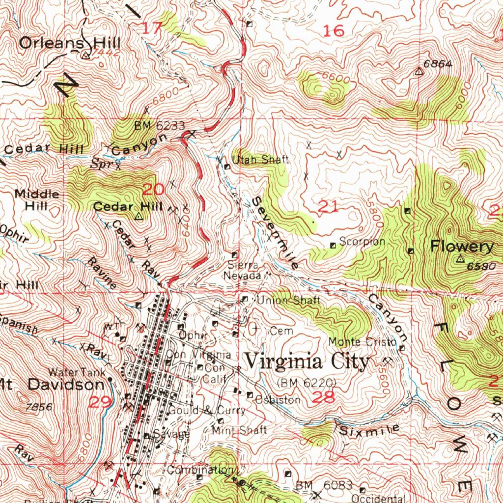 Virginia City, NV (1950, 62500-Scale) Map by United States Geological ...