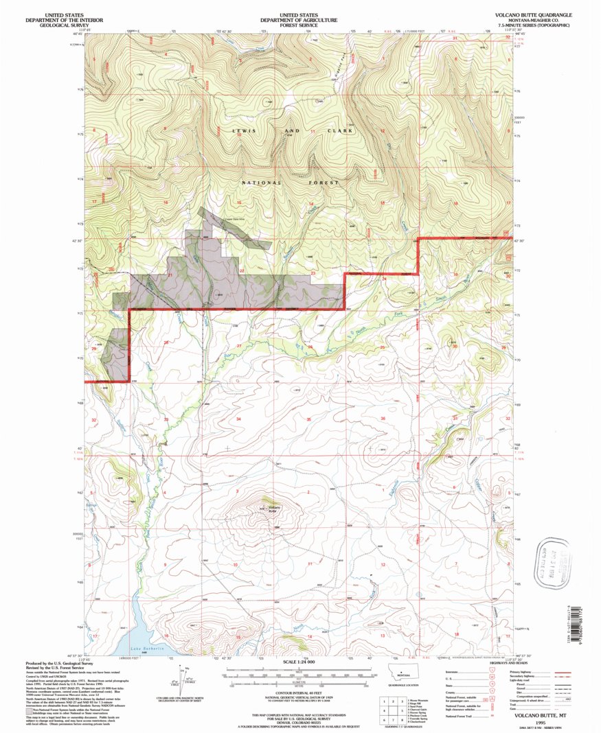 Volcano Butte, MT (1995, 24000-Scale) Map by United States Geological ...