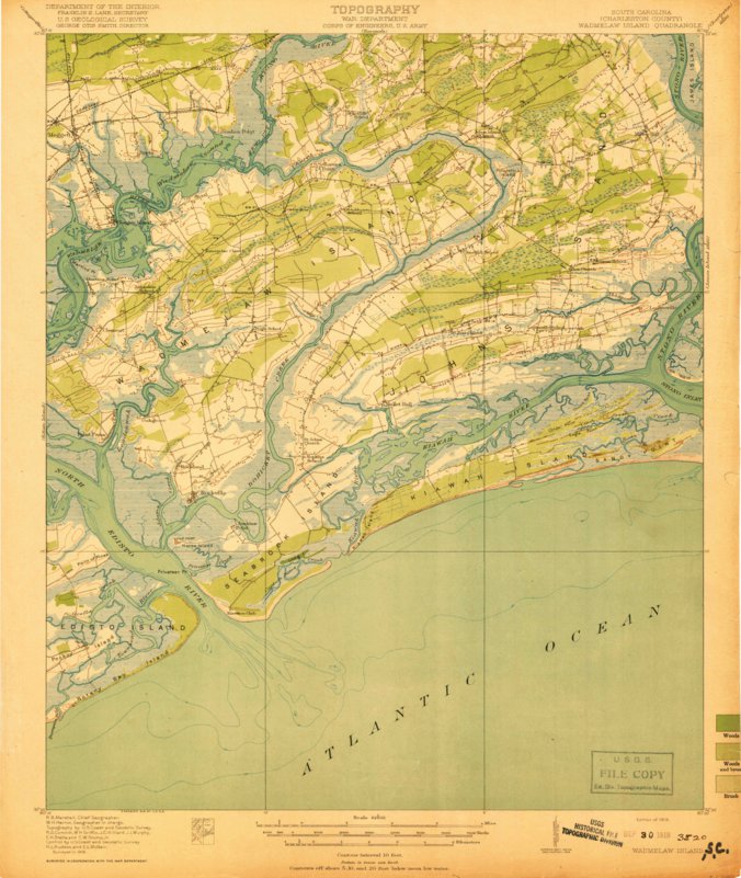 Wadmalaw Island, SC (1919, 62500-Scale) Map by United States Geological ...
