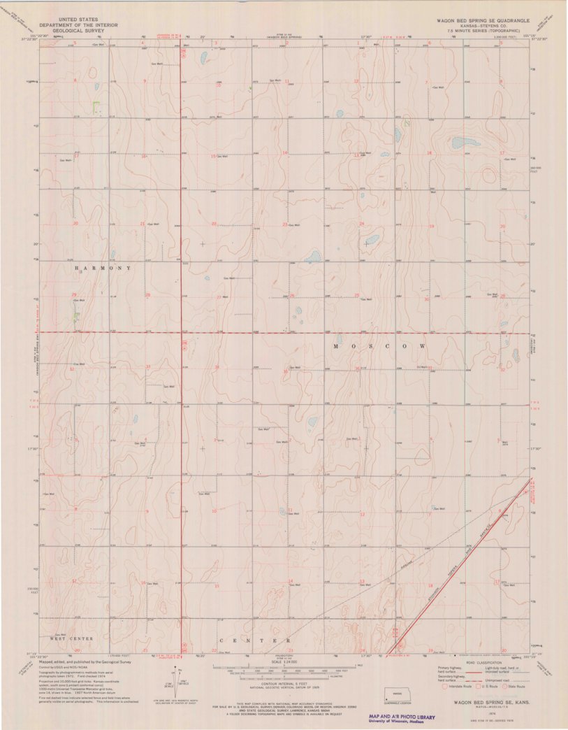 Wagon Bed Spring SE, KS (1974, 24000-Scale) Map by United States ...