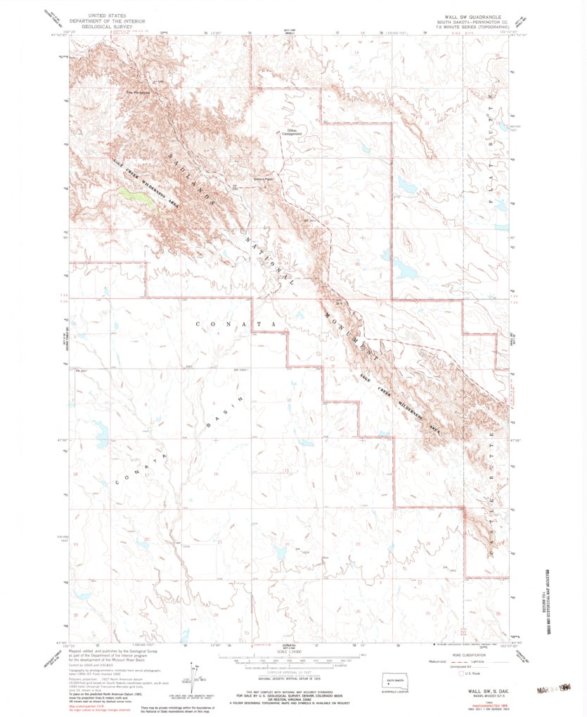 Wall SW, SD (1960, 24000-Scale) Map by United States Geological Survey ...