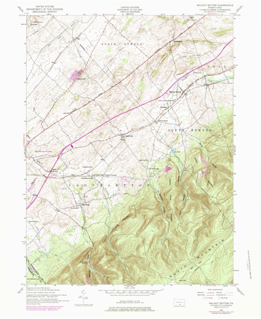 Walnut Bottom, PA (1952, 24000-Scale) Map by United States Geological ...