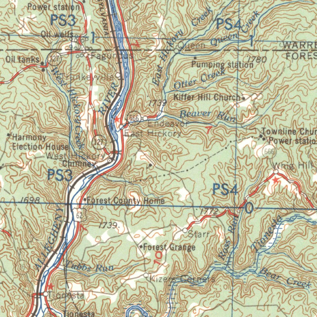 Warren, PA-NY (1958, 250000-Scale) Map by United States Geological ...