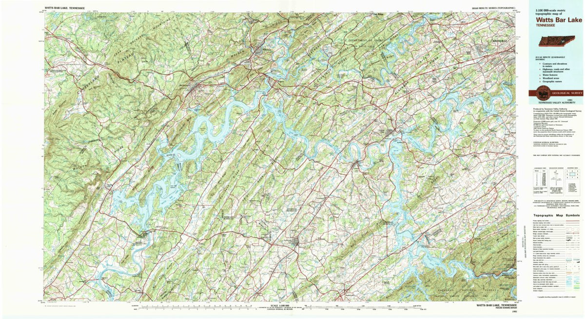 Watts Bar Lake, TN (1981, 100000-Scale) Map by United States Geological ...