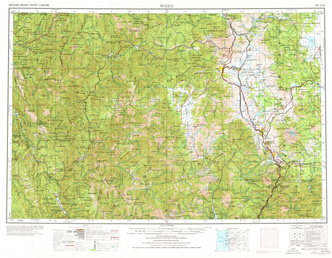Weed, CA-OR (1958, 250000-Scale) Map by United States Geological Survey ...