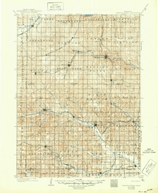 Weeping Water, NE (1903, 125000-Scale) Map by United States Geological ...