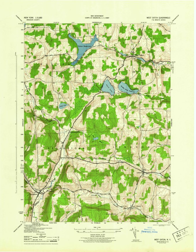 West Eaton, NY (1944, 31680-Scale) Map by United States Geological ...
