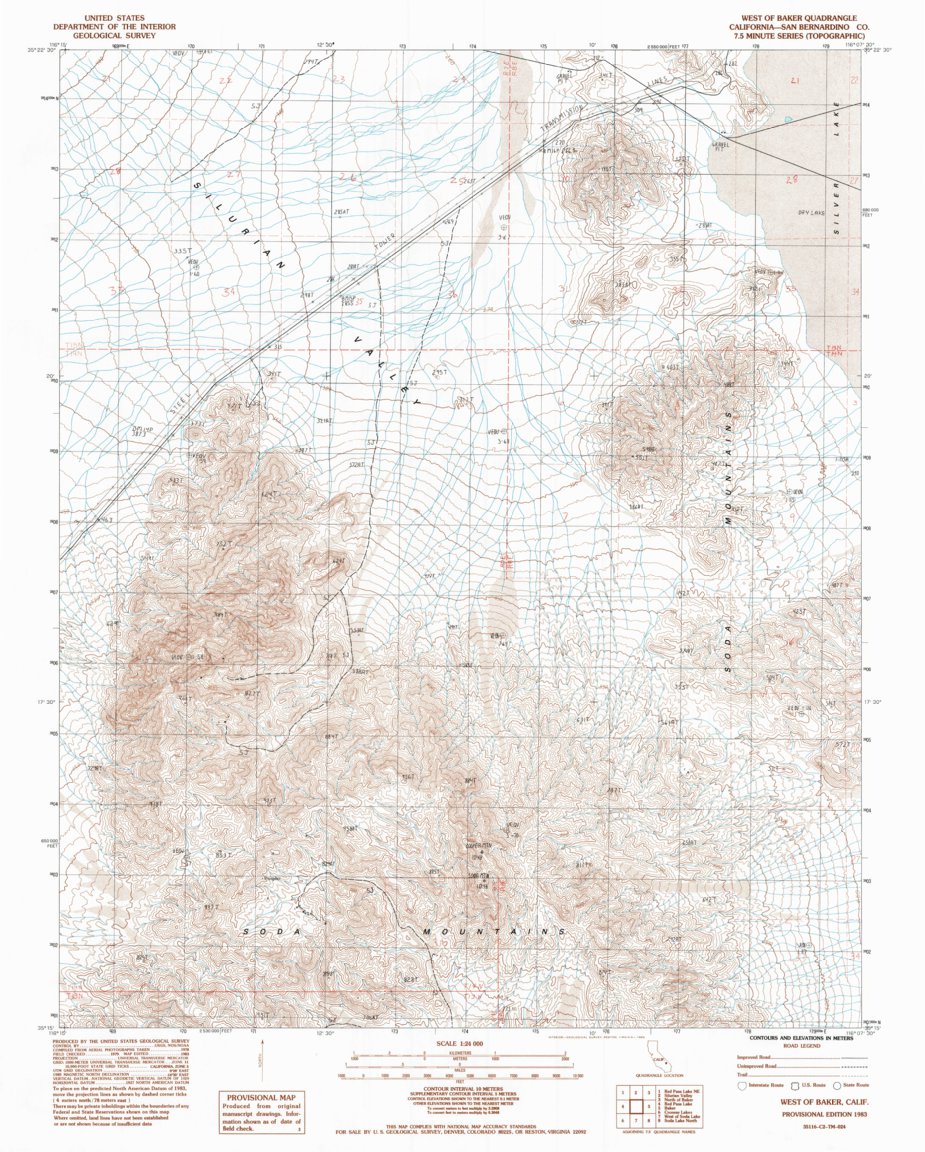 West Of Baker, CA (1983, 24000-Scale) Map by United States Geological ...
