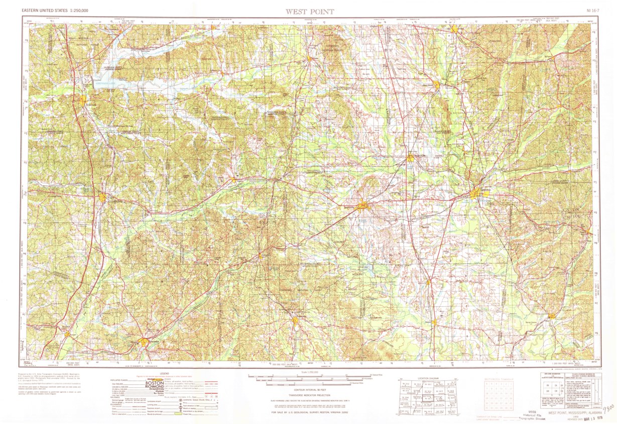 West Point, MS-AL (1953, 250000-Scale) Map by United States Geological ...