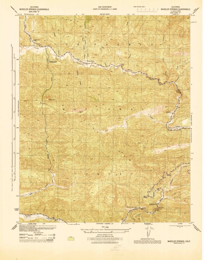 Wheeler Springs, CA (1944, 31680-Scale) Map by United States Geological ...