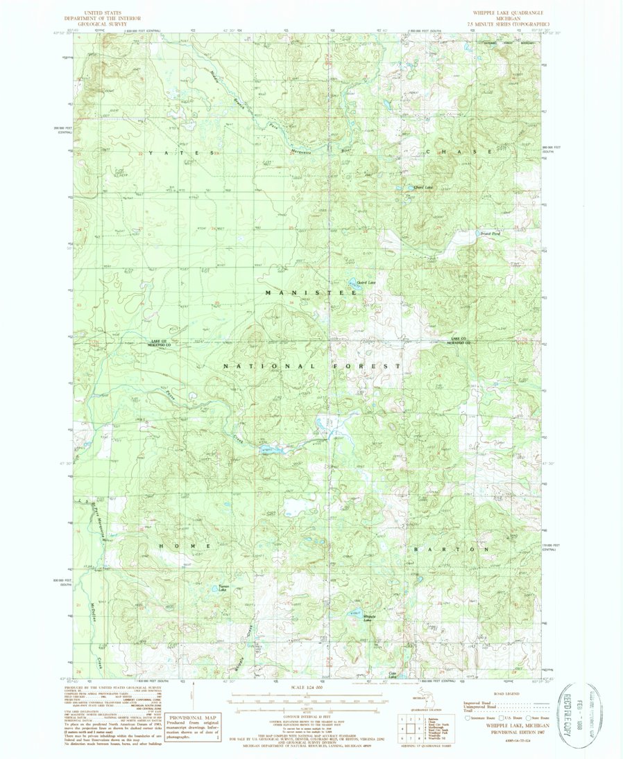 Whipple Lake, MI (1987, 24000-Scale) Map by United States Geological ...