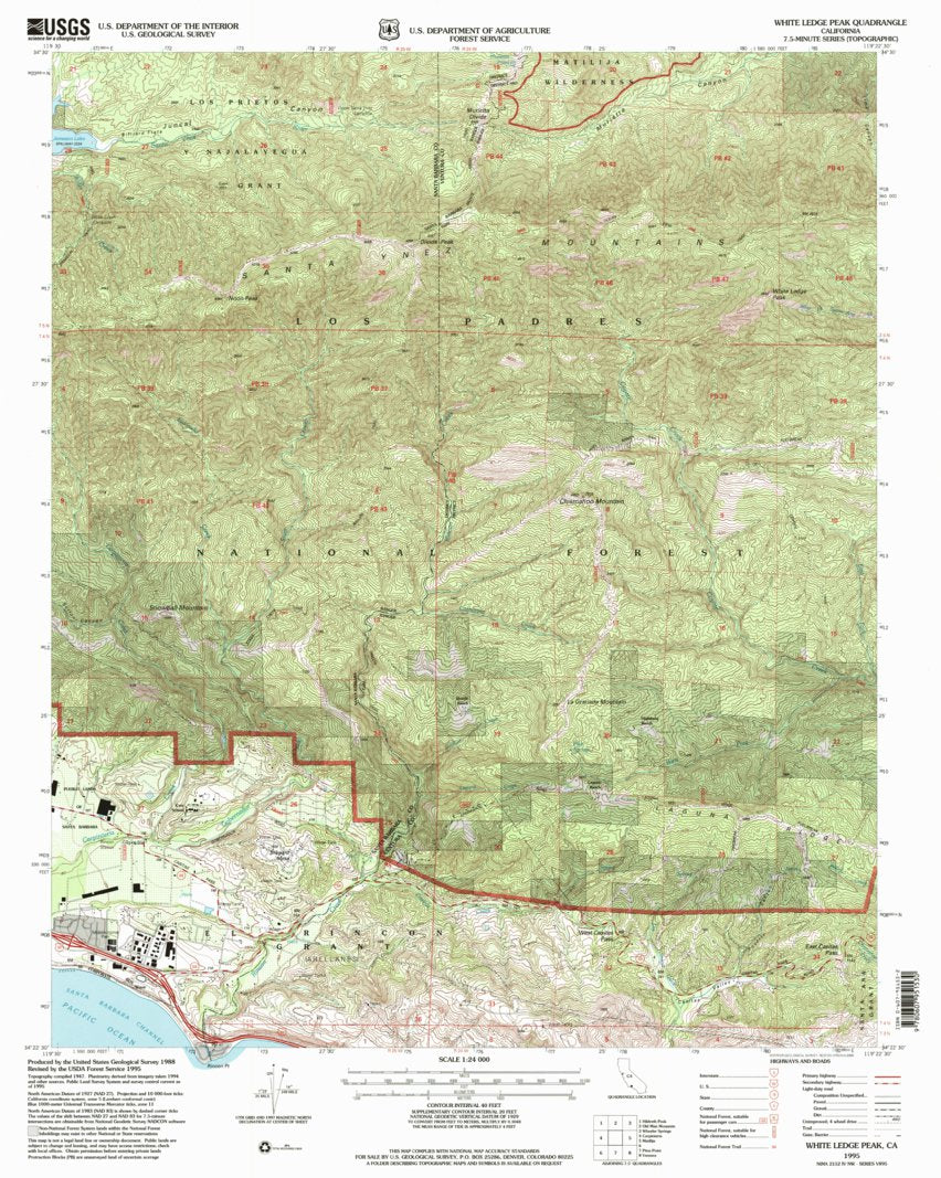 White Ledge Peak, CA (1995, 24000-Scale) Map by United States ...