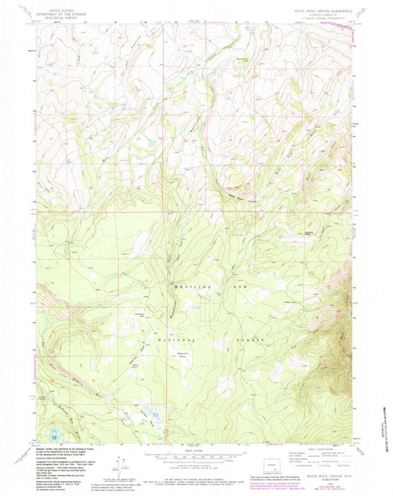 White Rock Canyon, WY (1958, 24000-Scale) Map by United States ...
