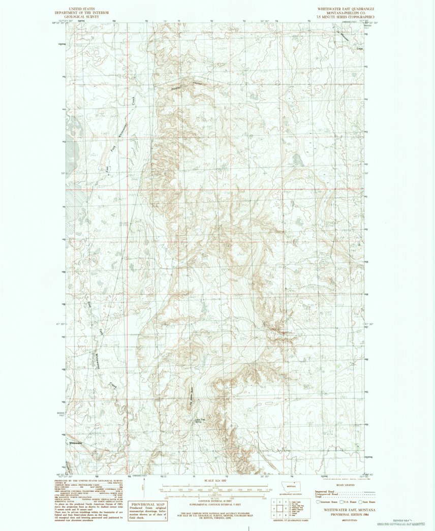 Whitewater East, MT (1984, 24000-Scale) Map by United States Geological ...