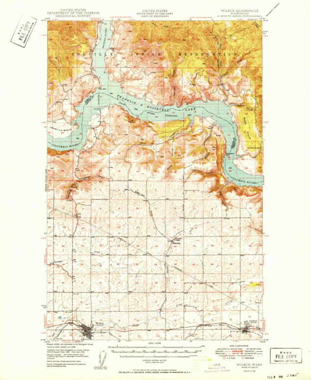 Wilbur, WA (1950, 62500-Scale) Map by United States Geological Survey ...