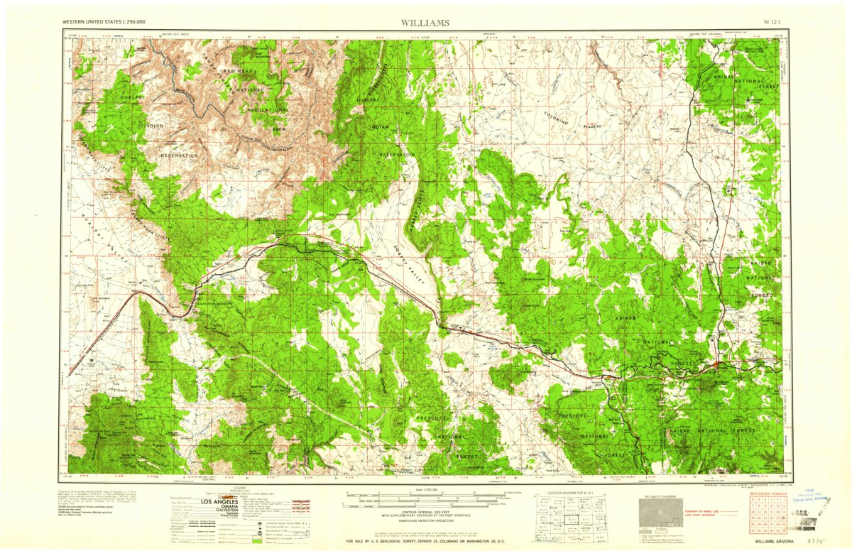 Williams, AZ (1961, 250000-Scale) Map by United States Geological ...